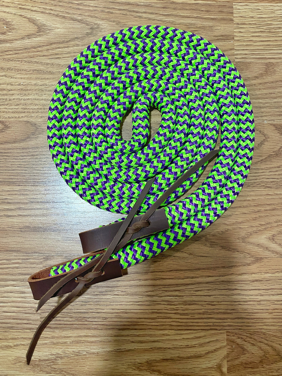 8' Lime Green/Purple Loop Reins w/ Plain Water Loops – Counter Canter ...