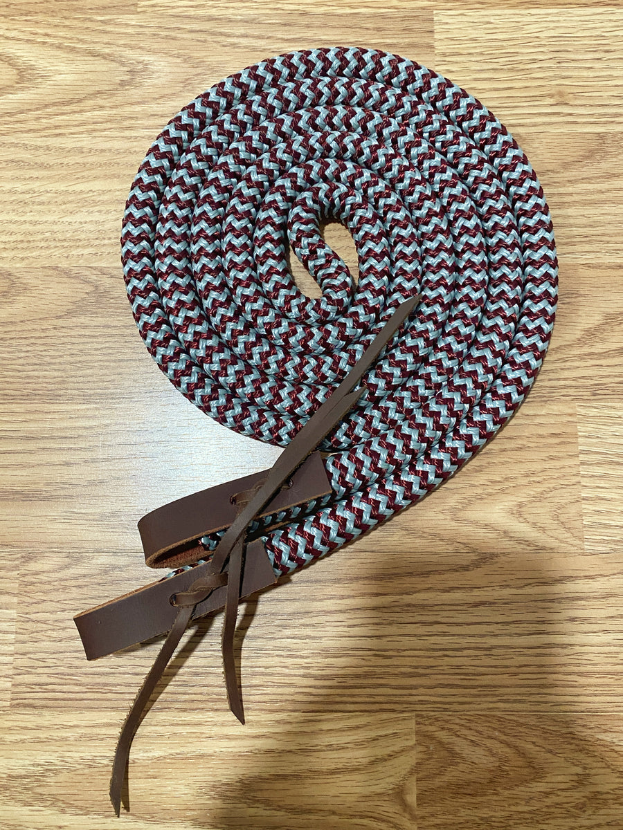 8' Burgundy/Gray Loop Reins w/ Plain Water Loops – Counter Canter Designs