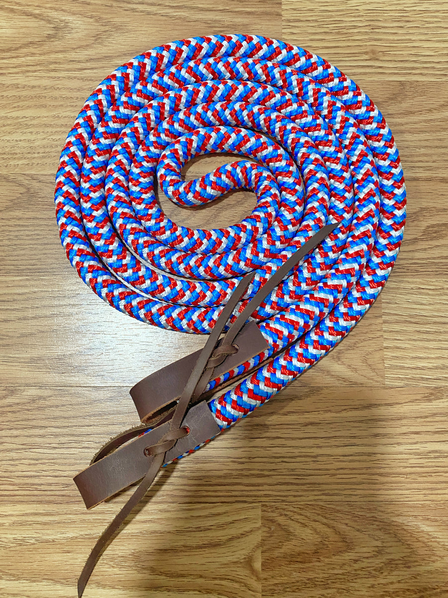8' Red/White/Blue Loop Reins w/ Plain Water Loops – Counter Canter Designs
